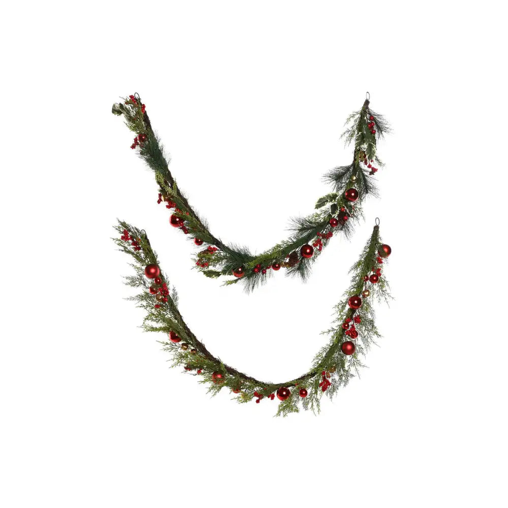 Christmas garland Home ESPRIT Red Green Polyethylene 23 x 11,5 x 180 c ...