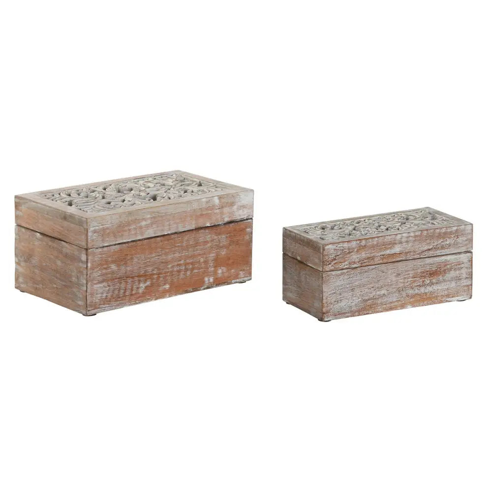 Jewelry box Home ESPRIT White Natural Mango wood (2 Pieces) — Dragtek
