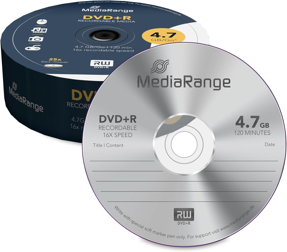 MediaRange DVD+R 4.7 GB I 120 minutes, 16x, 25 pcs. in cellophane — Dragtek